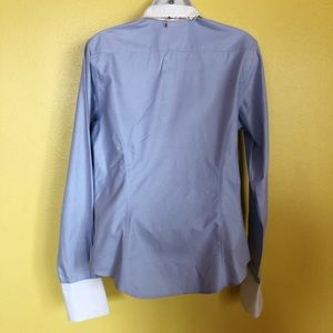 TM Lewin | Tops | Tm Lewin Blue White Collared Button Down Blouse ...
